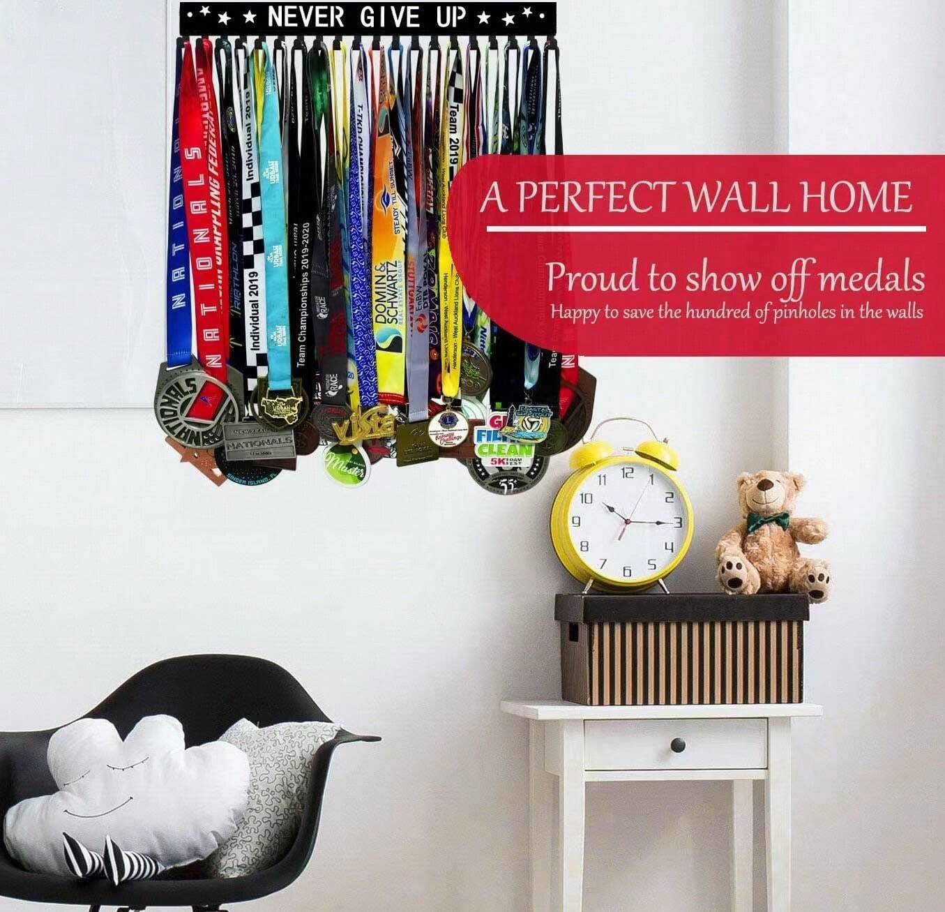 20-Hook Medal Display Hanging Rack, Personalized Metal Swimming ...