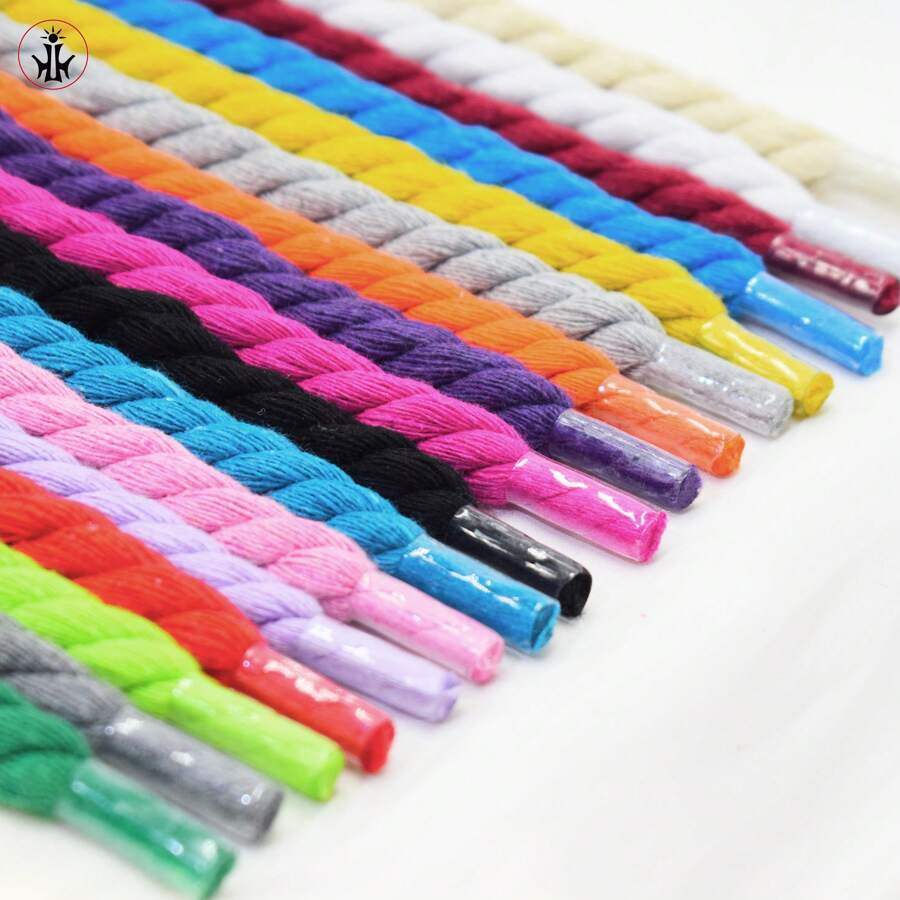 1 Pair Woven Thick 1cm Round Solid Color Three-Strand Rope Shoelaces ...
