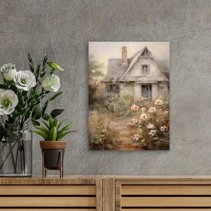 Rustic Farmhouse French Country Landscape Canvas Art - Vintage ...