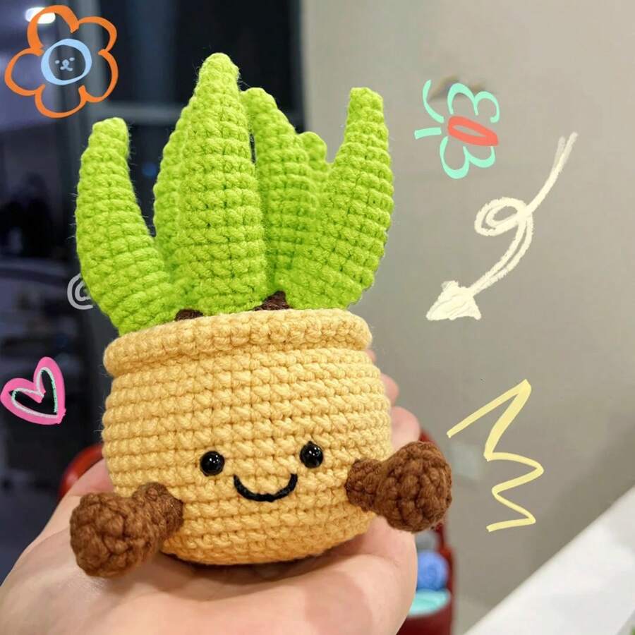DIY Aloe-grüne Pflanze Häkelset für Anfänger, Amigurumi gestopfte Tiere - Geschenk Tier Häkel ...