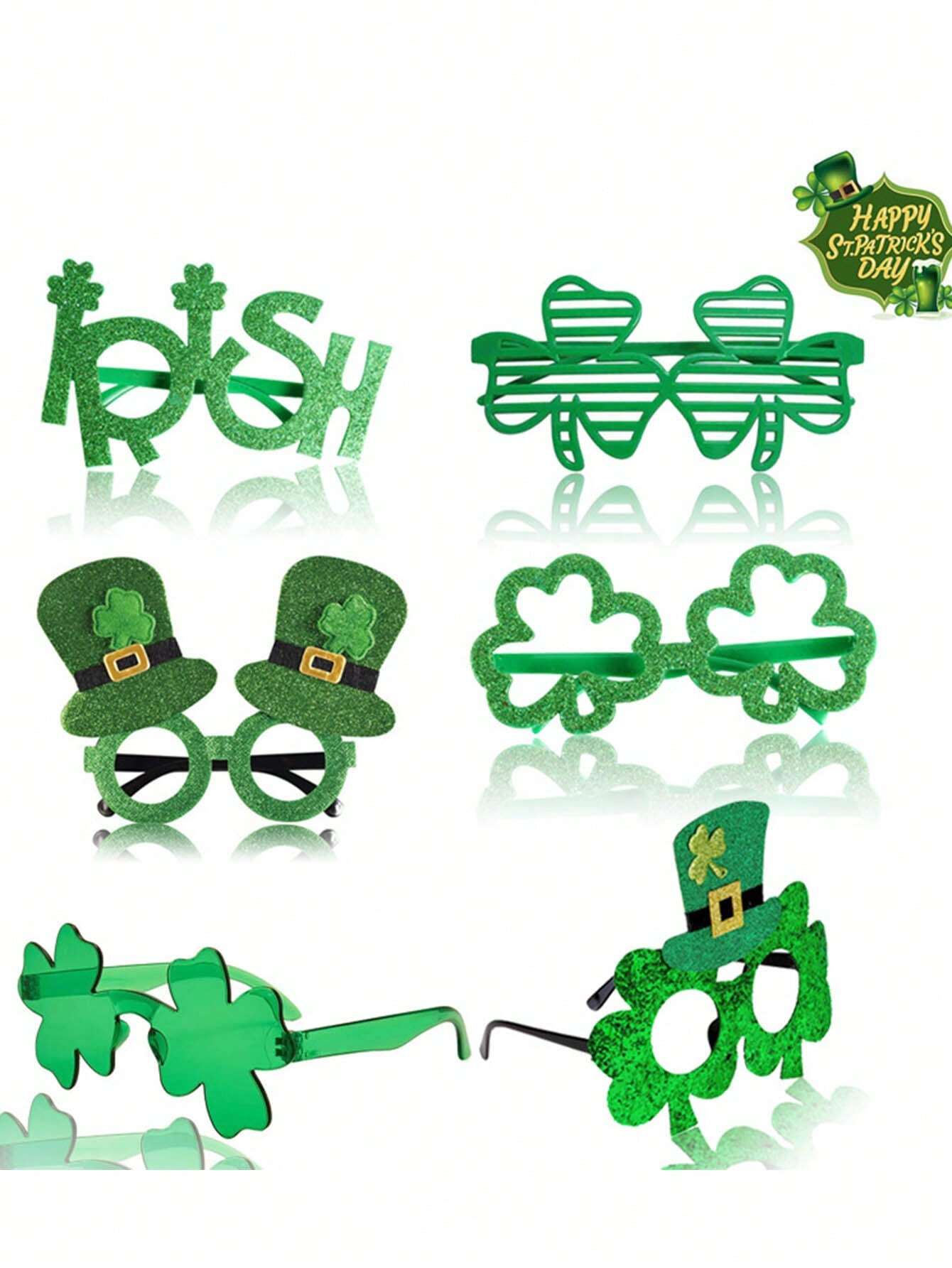 1pc St. Patrick's Day Glasses, Non-Woven Fabric Hat, Plastic Green ...