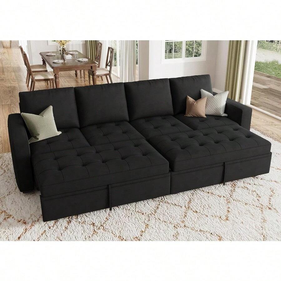 Modular Sectional Sleeper Sofa With Pull Out Bed, Rearrangeable ...