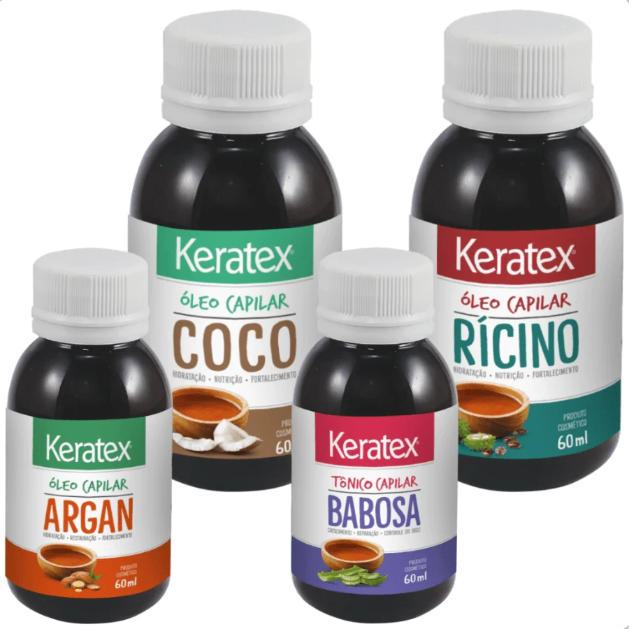 Keratex Hair Oil Kit Castor + Coconut + Argan + Aloe Vera 60ml | Moda ...