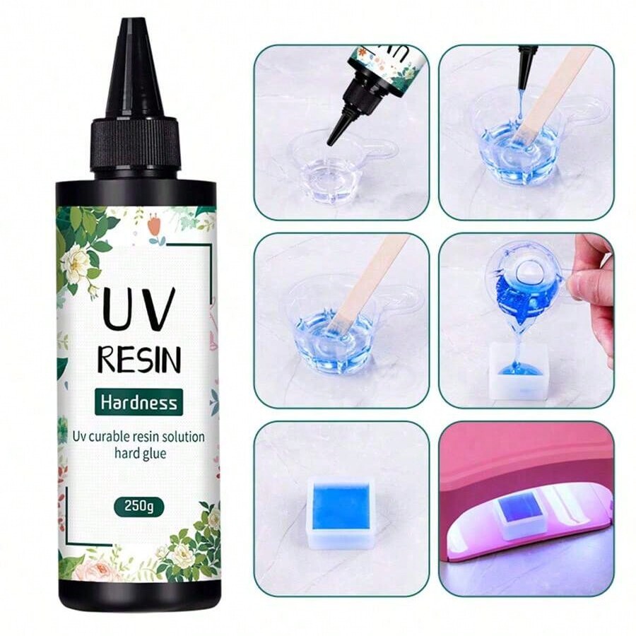 20g/50g/100g/250g/1000g Resina UV Alta Viscosidade Cristal Transparente Kit de Resina UV Espessa ...