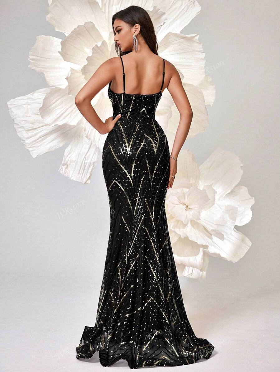 Women's Sexy Deep V-Neck Fitted Fishtail Maxi Evening Dress With High Slit for Sale Australia ...