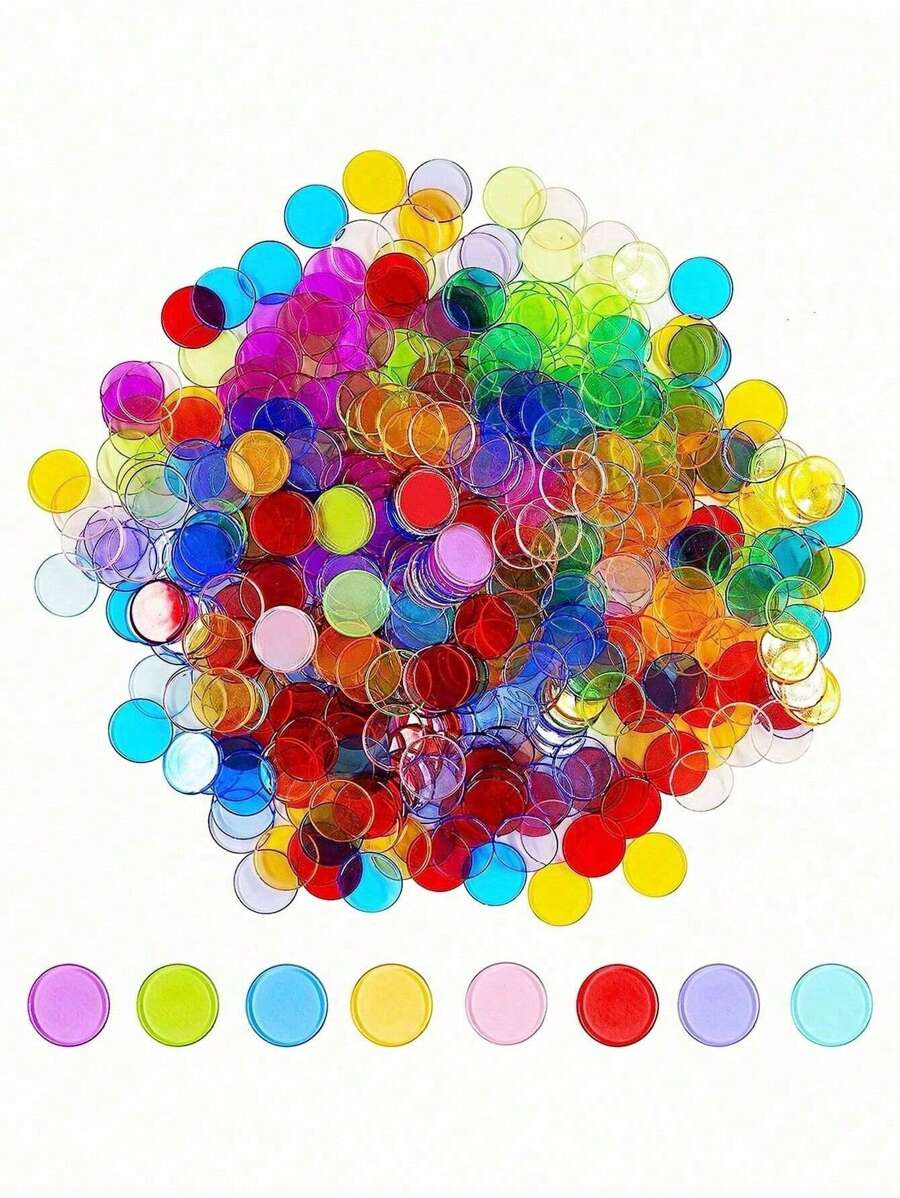 100pcs Colorful Transparent Bingo Markers, Bingo Chips Game Tokens In 8 ...