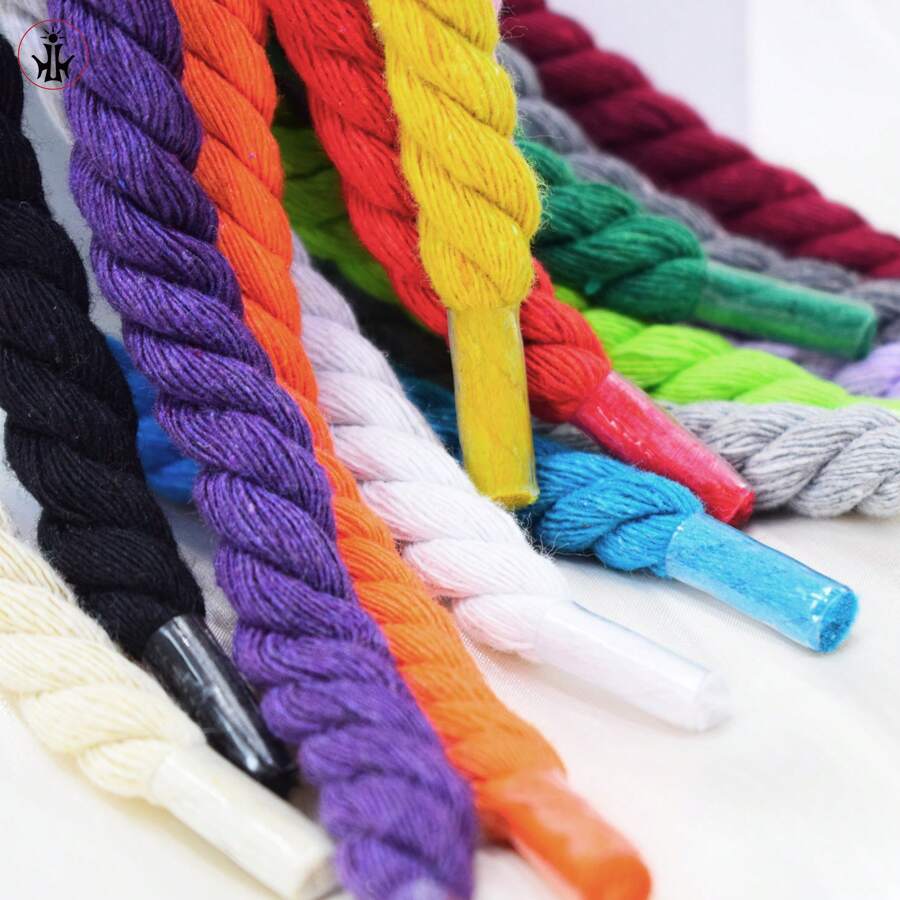 1 Pair Woven Thick 1cm Round Solid Color Three-Strand Rope Shoelaces ...