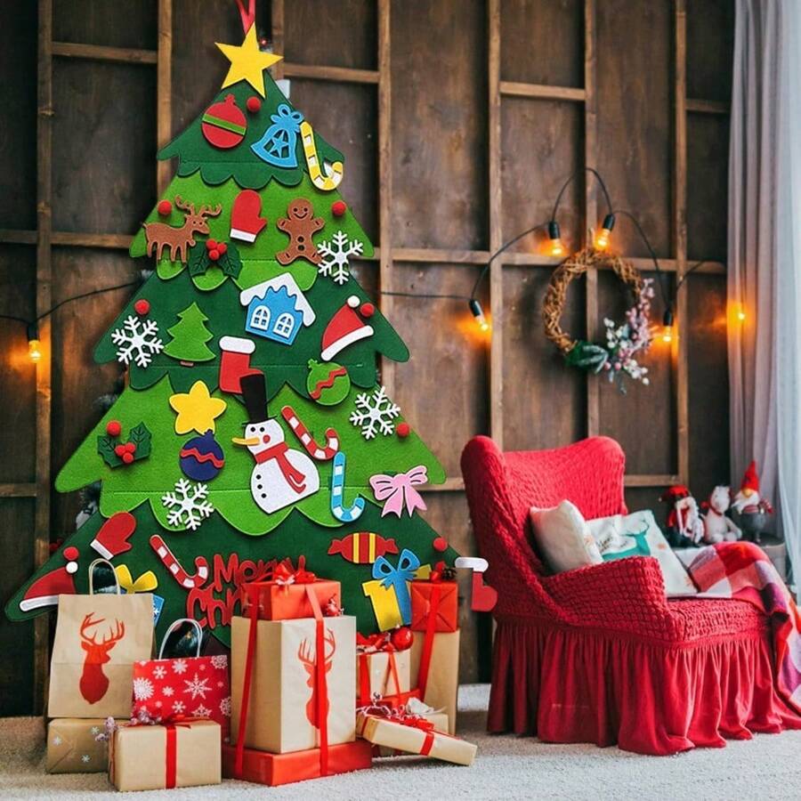 Inheming Felt Christmas Tree For Wall, 3 FT DIY Felt Christmas Tree ...