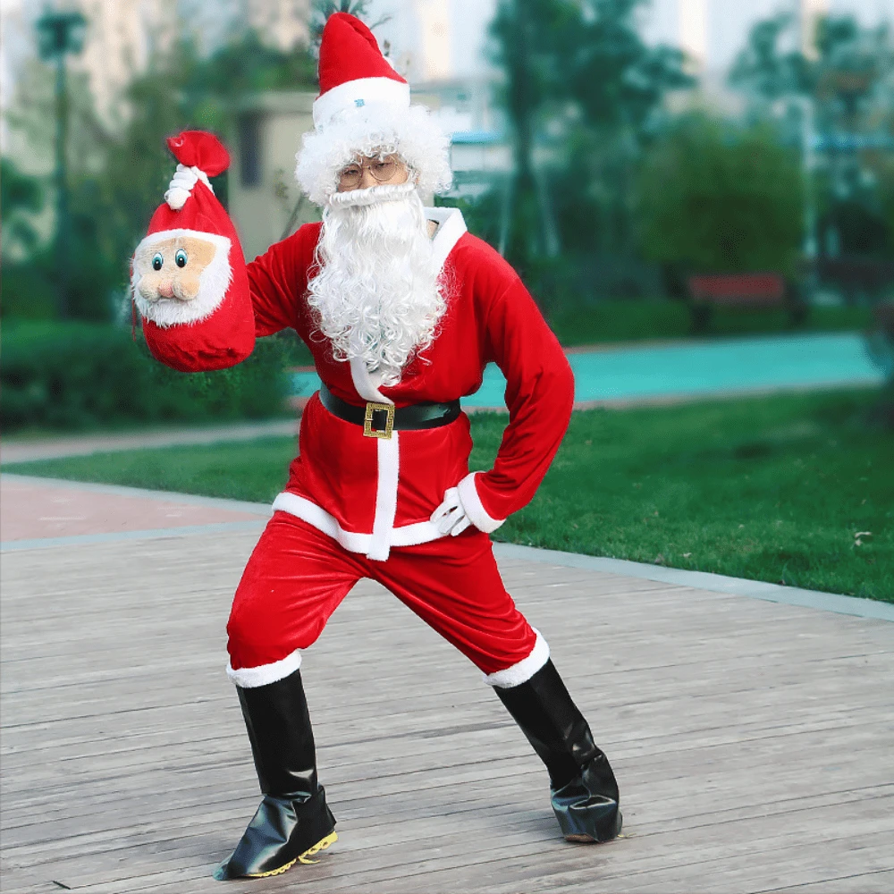 New Year Christmas Eve Cosplay Family Party Clothes Santa Claus Costume ...