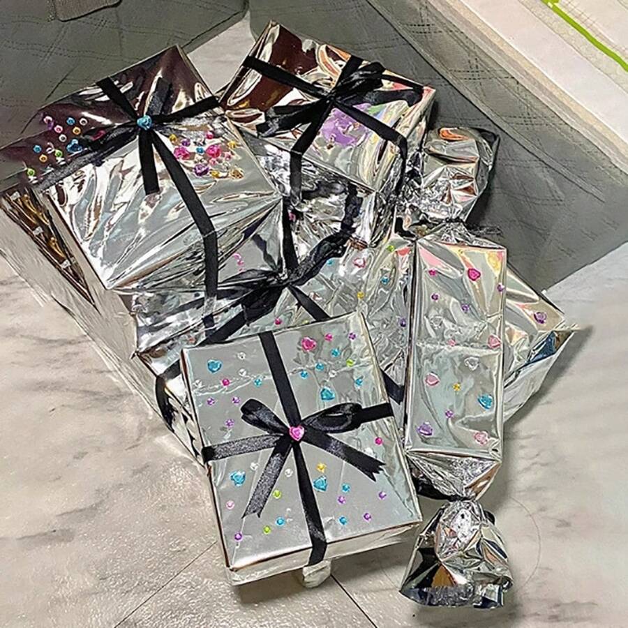 Silver Metallic Wrapping Paper Mirror Wrapping Paper Solid Color Paper ...