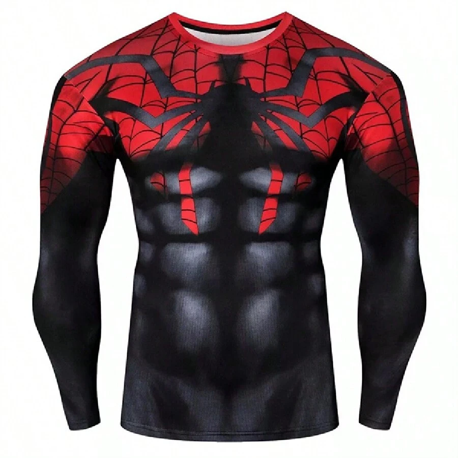 Boyfriend Style Men's T-Shirts Spider Superhero Compression Tights Long ...