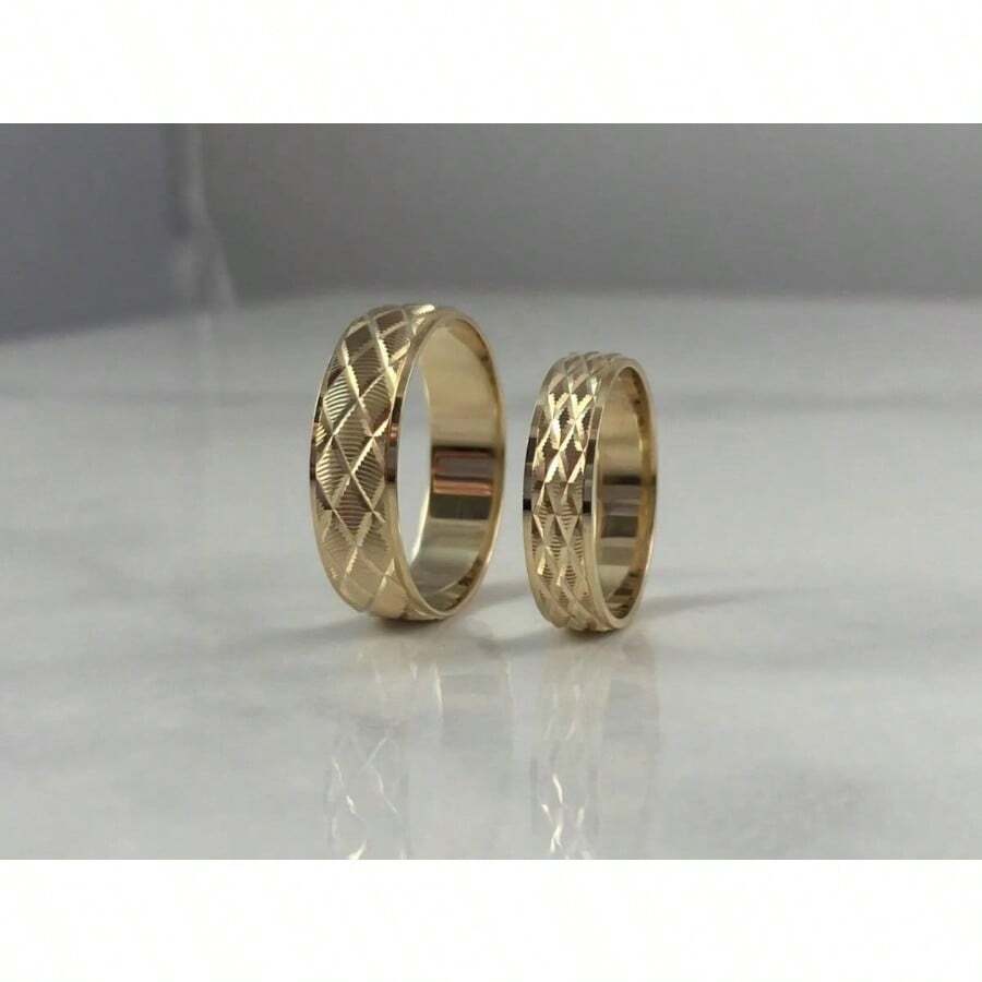 His And Hers Rings Shape Design Bride And Groom Matching Wedding Band ...