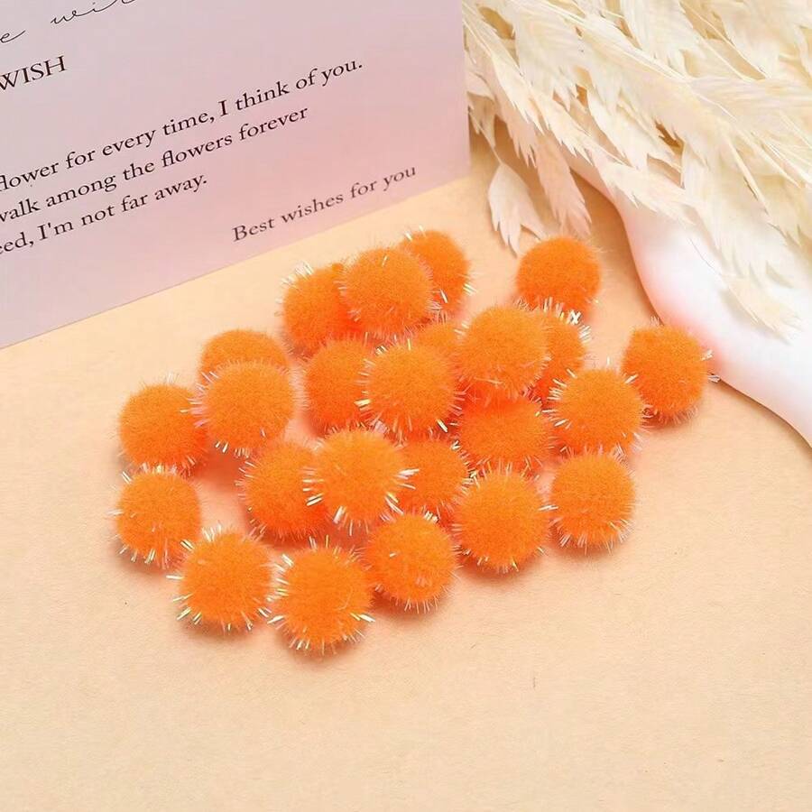 100 Pcs 0.59 Inch Diameter Pom Poms, White Pink Green Multi Color Pom ...