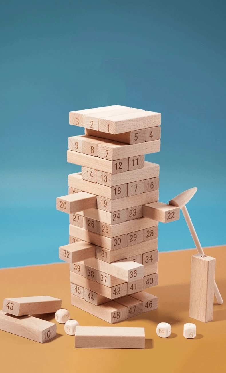 Wooden Stacking Block Game - Classic Wooden Tower Building And Knocking ...