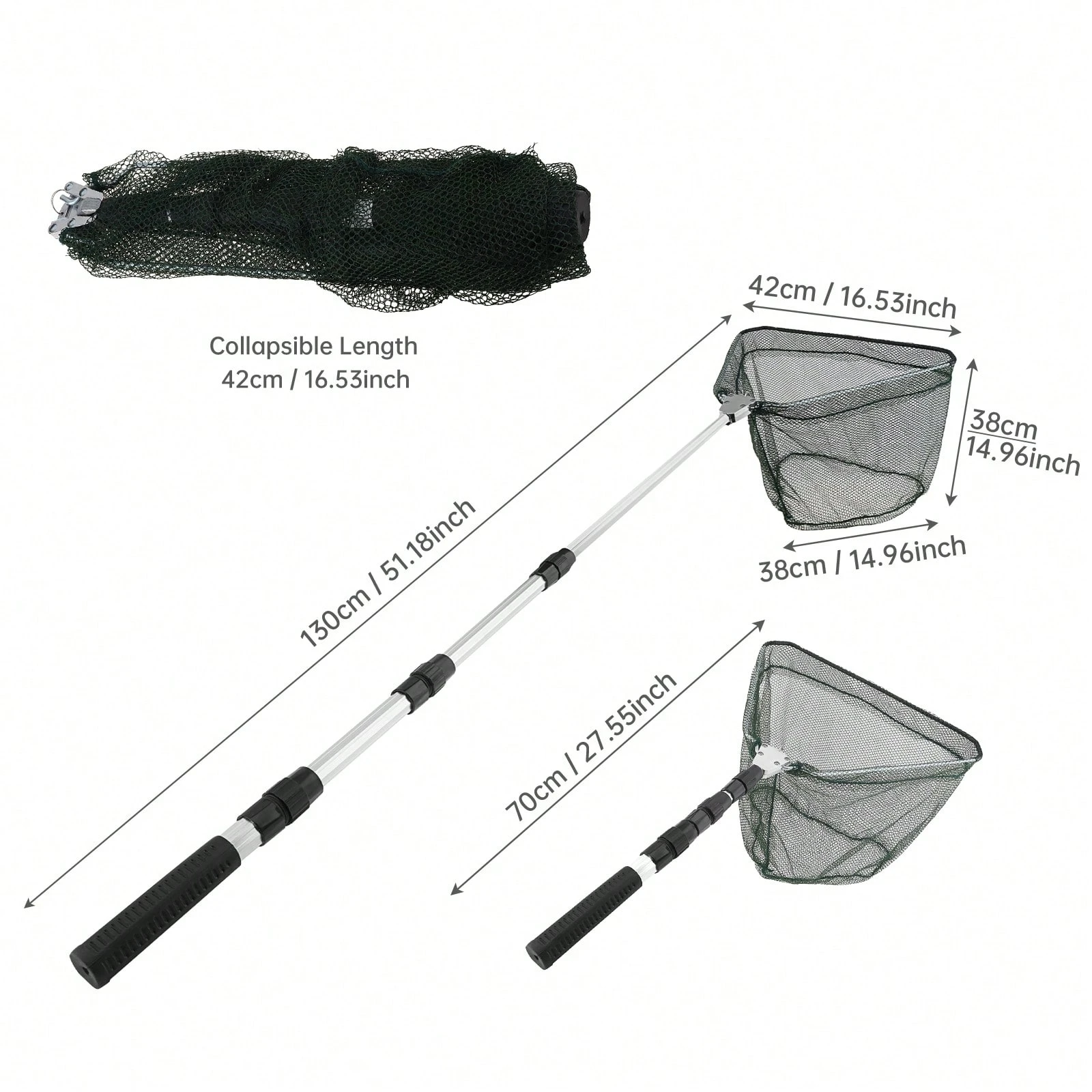 Folding Telescoping Aluminum Alloy Pole Fishing Landing Net With Extend ...