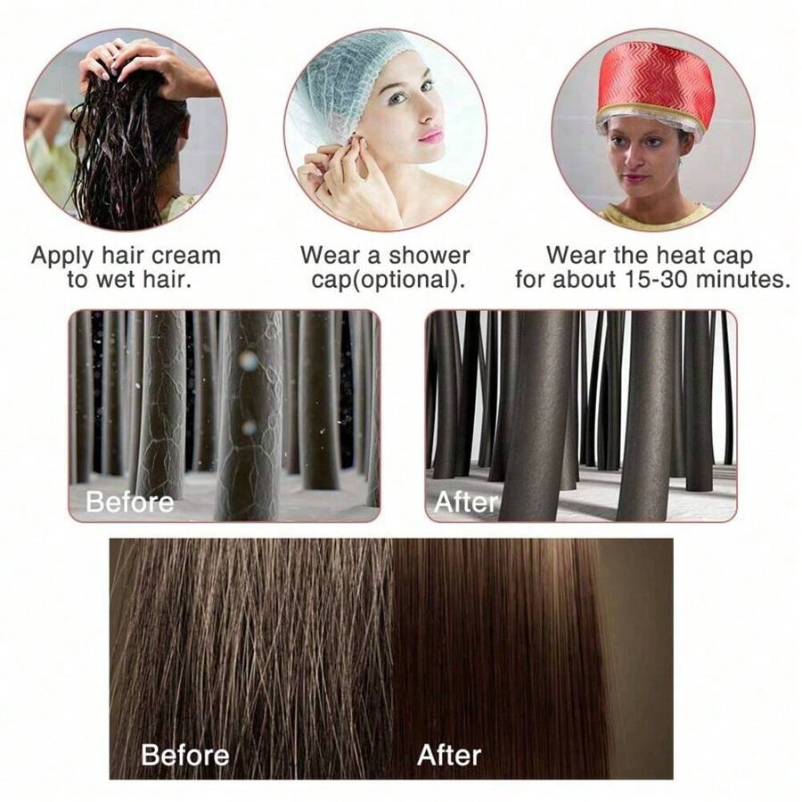 8-In-1 Satin Adjustable Temperature Heat Cap For Styling, Perming ...