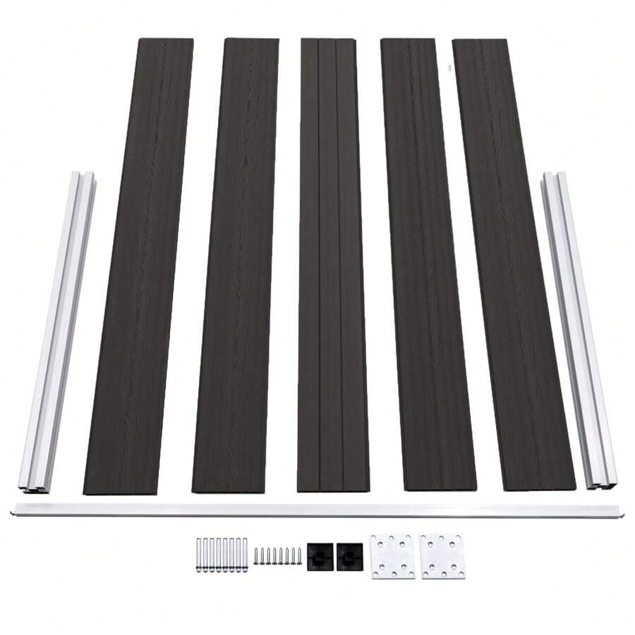Durable WPC Garden Fence Panel 180x105 Cm In Black - Modular Outdoor ...