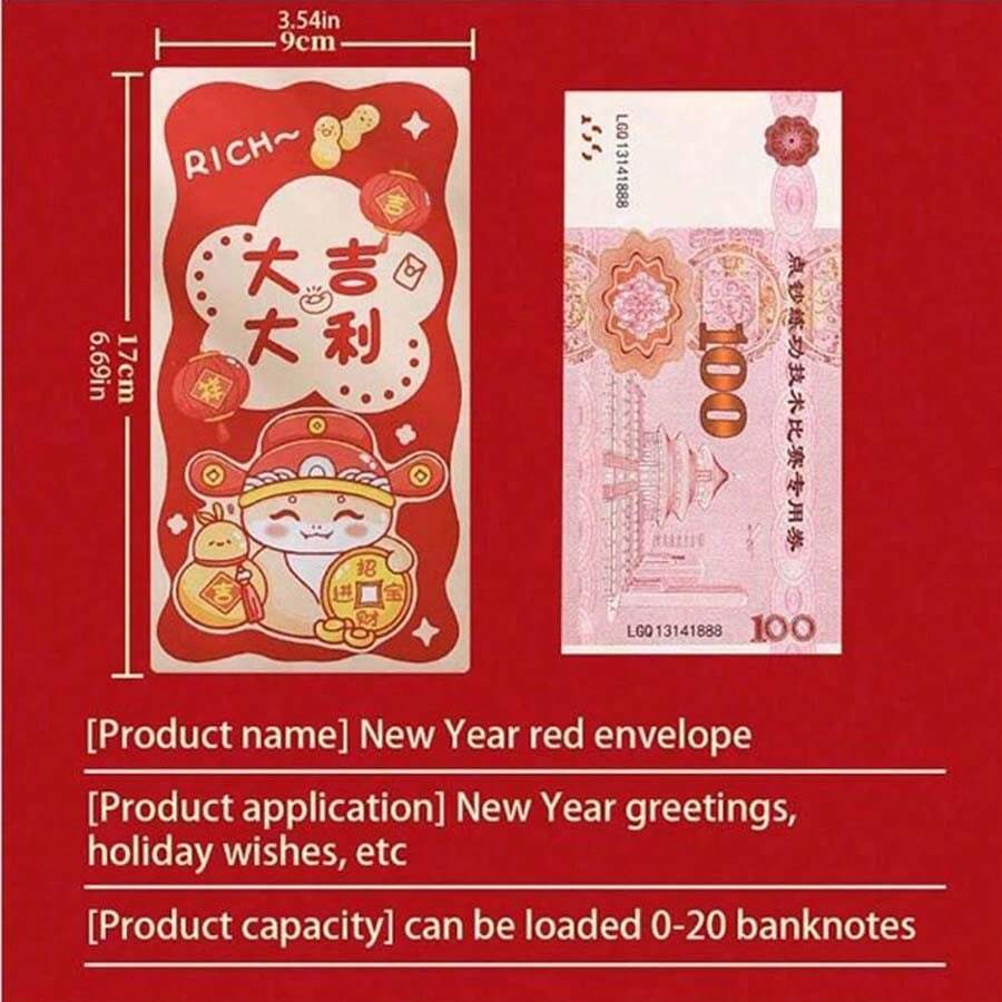 6pcs/Pack Snake Year Lucky Money Envelopes, 2025 Lunar New Year ...