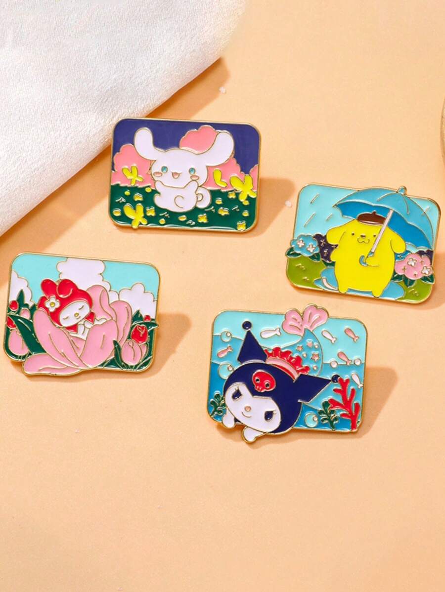 Sanrio 4 Packs Cute Sanrio Anime Peripheral Badge Kuromi Yugui Dog ...
