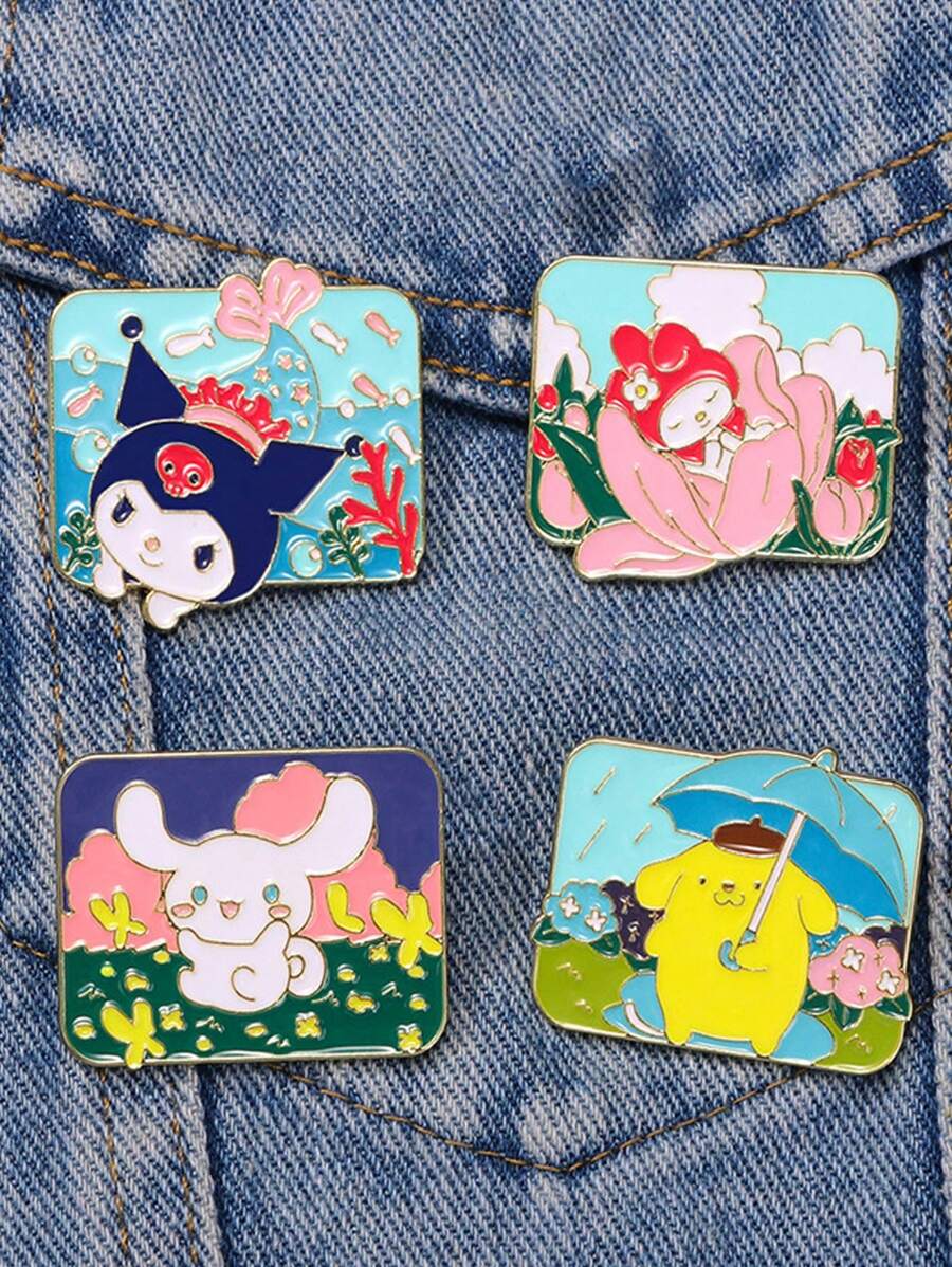 Sanrio 4 pakketten schattige Sanrio Anime Peripheral Badge Kuromi Yugui ...