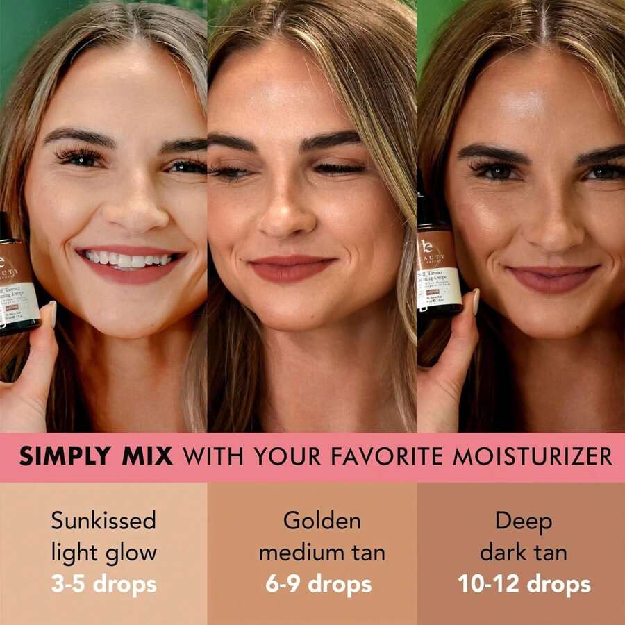 Beauty by Earth Organic Aloe Vera Natural Glow Light/Medium/Dark Self Tanner Drops 1 Oz – Self ...