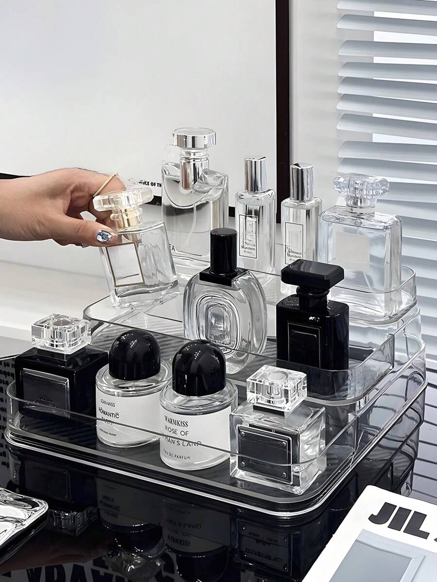 Perfume Storage Rack, Desktop Organizer Box With Transparent Elegant ...