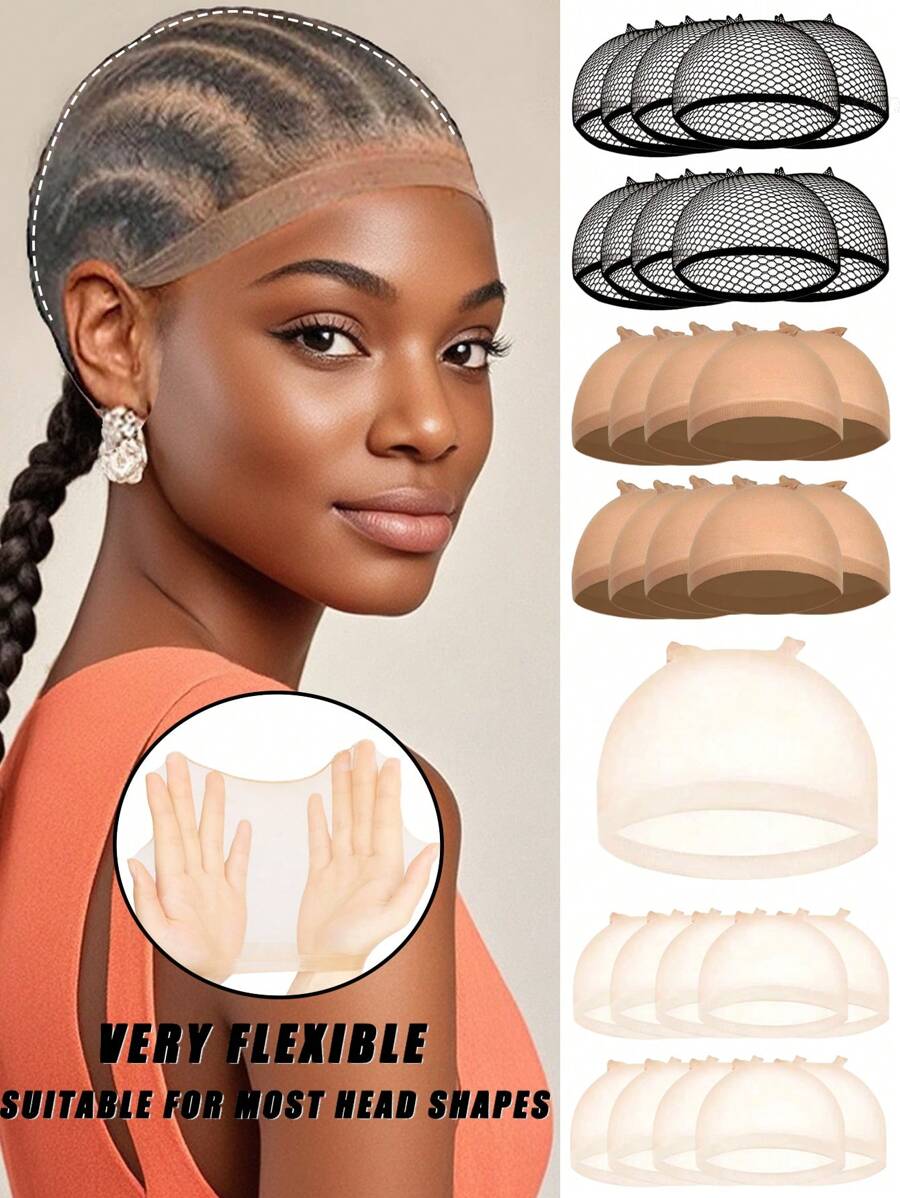 30pcs Pieces Light Brown Stocking Wig Caps Stretchy Nylon HD Wig Caps ...