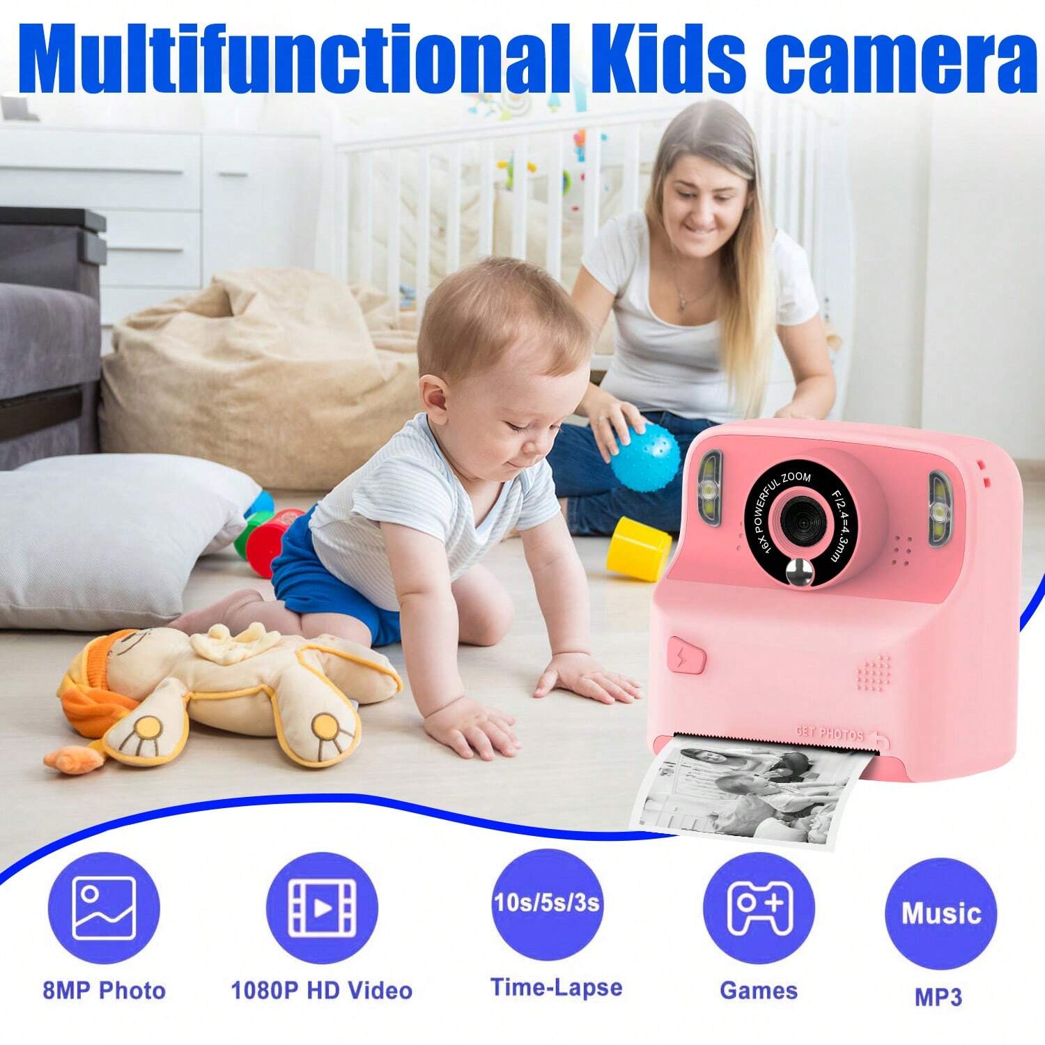 Kids Camera Instant Print, Screen Camera For Kids Children Digital ...