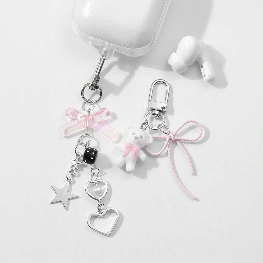 1pc Trendy Luxury Cute High Quality Silver Star Chain Resin Bow Bear ...