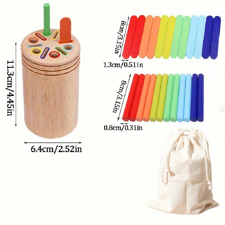 A Set Of 2 In1 Wooden Colorful Sorting Counting Sticks With Cup ...