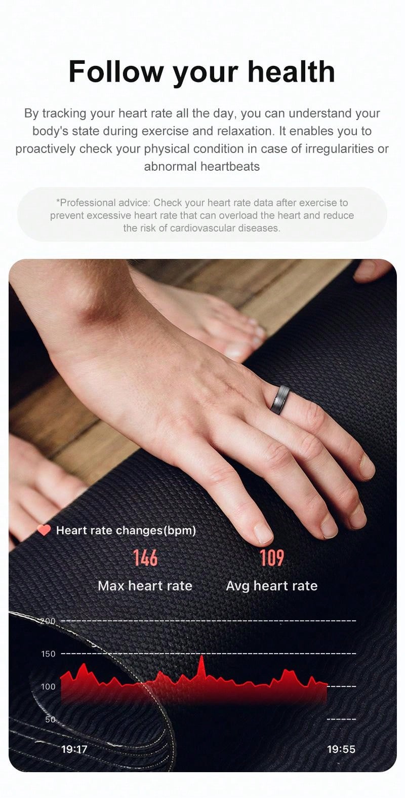 JELLOO Smart Ring Health Tracker, Men's Smart Ring, Women's Fitness ...