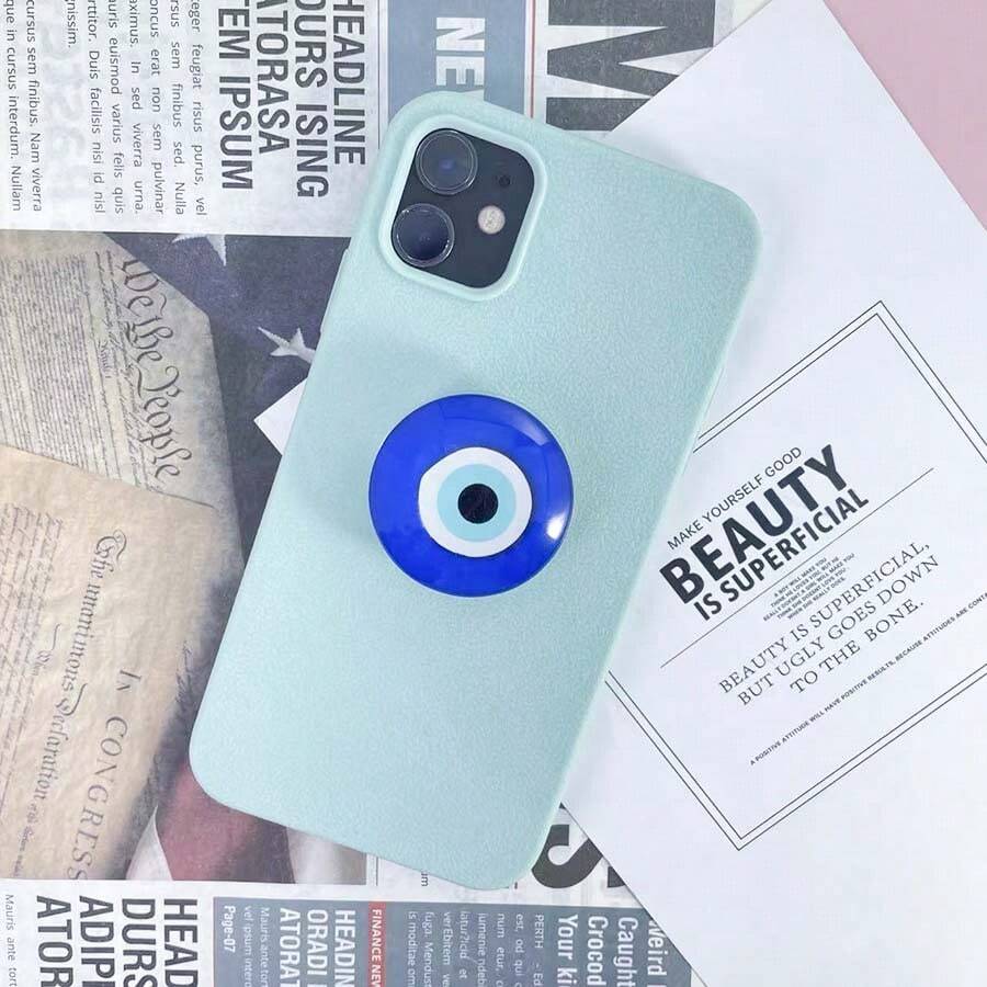 Creative Blue Eye-Shaped Semi-Sphere Glass Phone Stand, Retractable ...