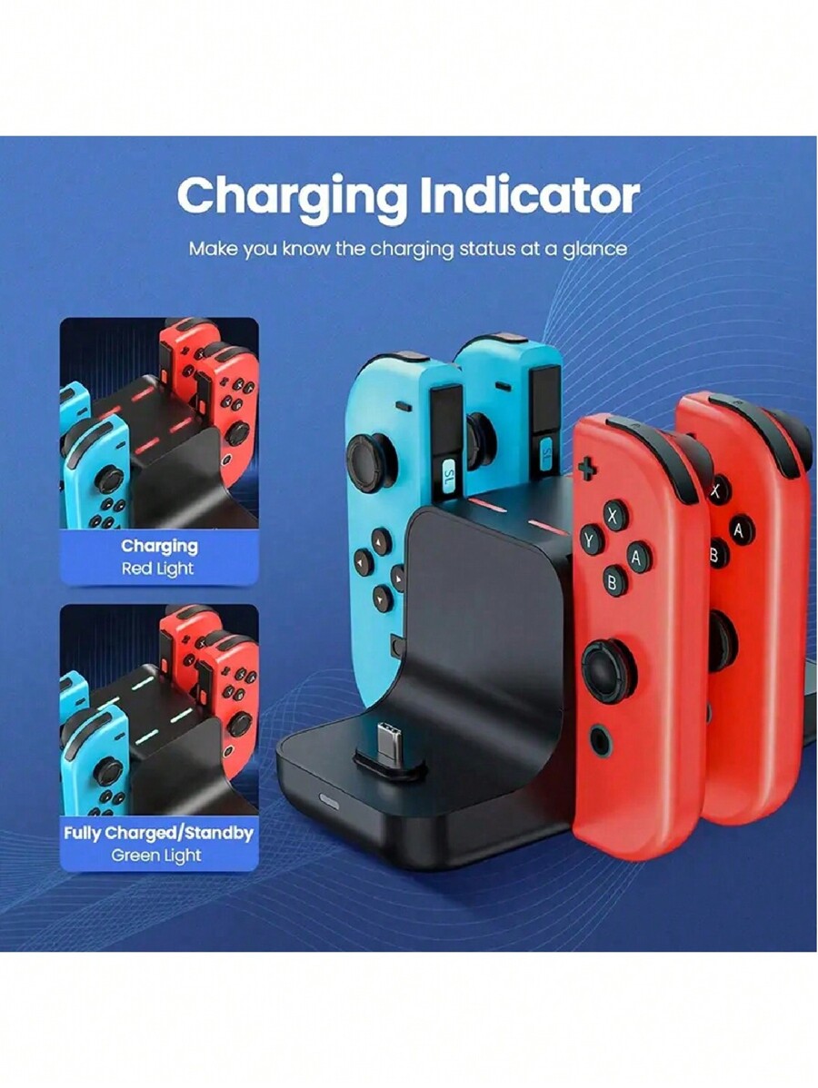 Charging Dock For Switch, 6 In 1 Charging Dock For Switch Controller With LED Indicator, 4 And 2 ...