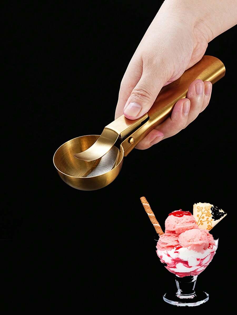 Stainless Steel Manual Ice Cream Scoop, Round Shape Fruit & Shaved Ice ...