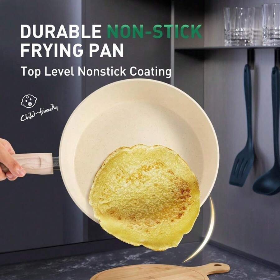 Kitchen Academy Induction Cookware Sets - 12 Piece Green Cooking Pan Set, Granite Nonstick Pots ...