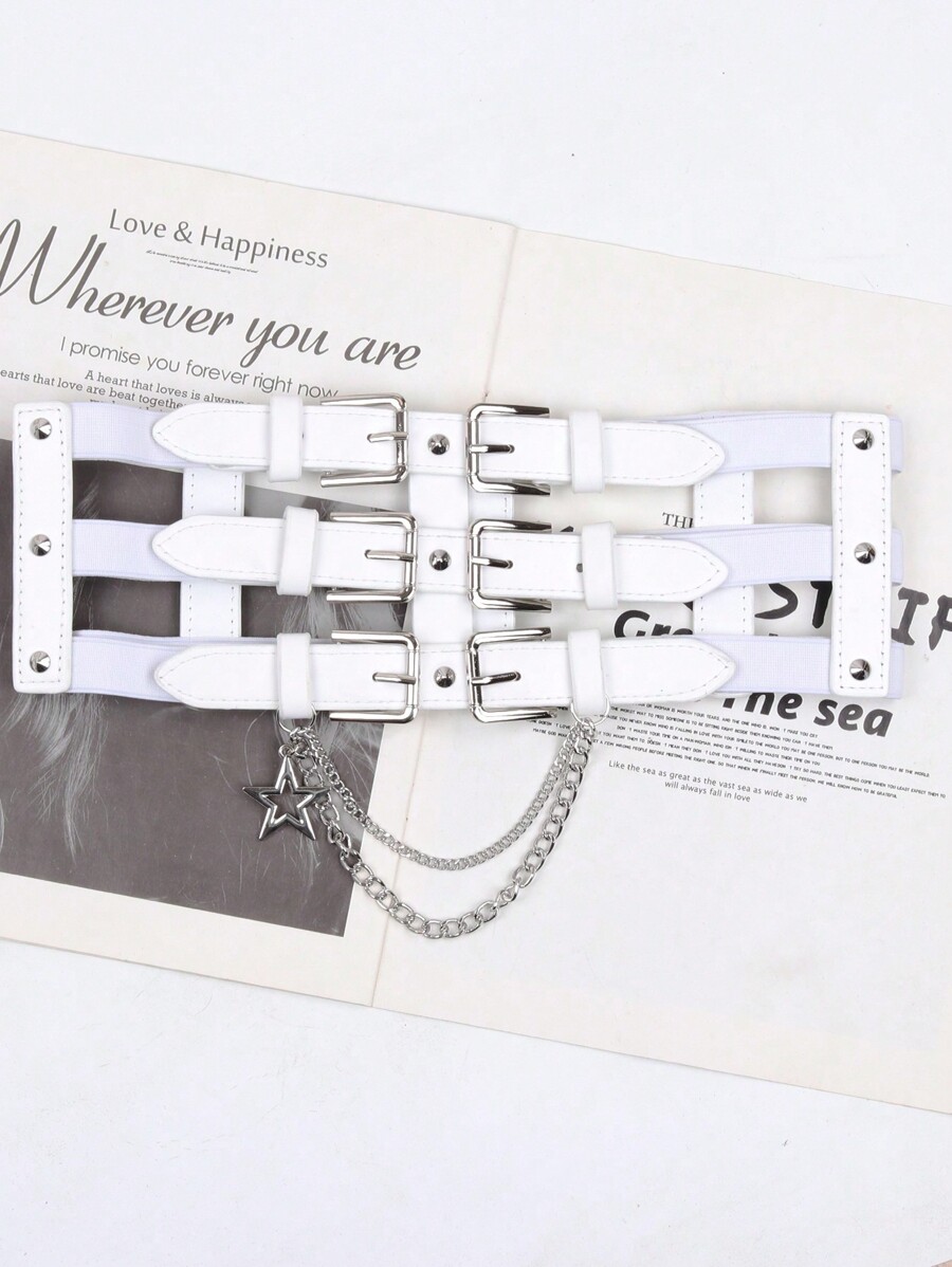 1pc Women Corset European And American Chain Punk Style Belt ...