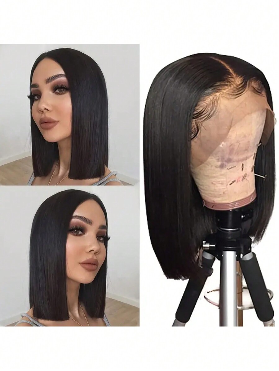 Peruca de 16 polegadas sem cola, peruca bob, cabelo humano, pré-cortado ...