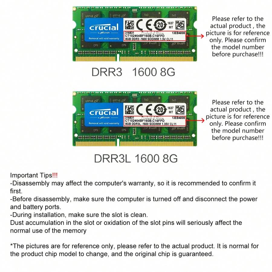 Crucial Laptop Memory DDR3 1.5V 1333MHz 1600MHz 4GB 8GB RAM 204pin SO-DIMM Memory Stick For ...