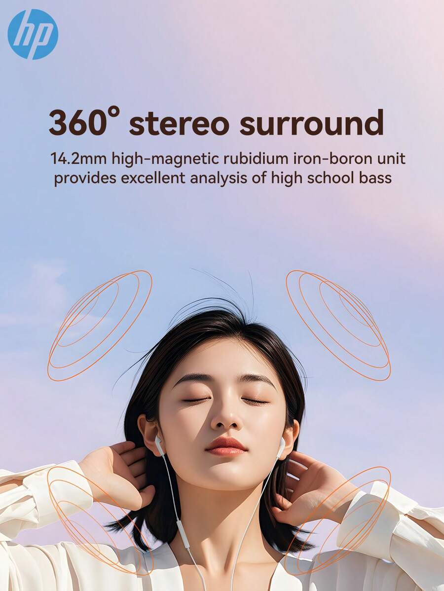 HP HP In-Ear Monitor Headphones Wired Earbuds With Microphone HiFi Bass With TPE Cable 3.5mm And ...