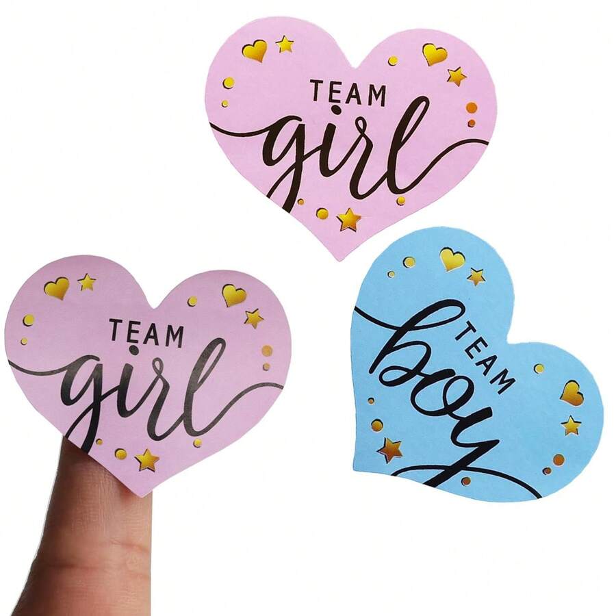 20/40pcs 2-Inch Heart Shaped Gender Reveal Stickers Swith" Love And ...