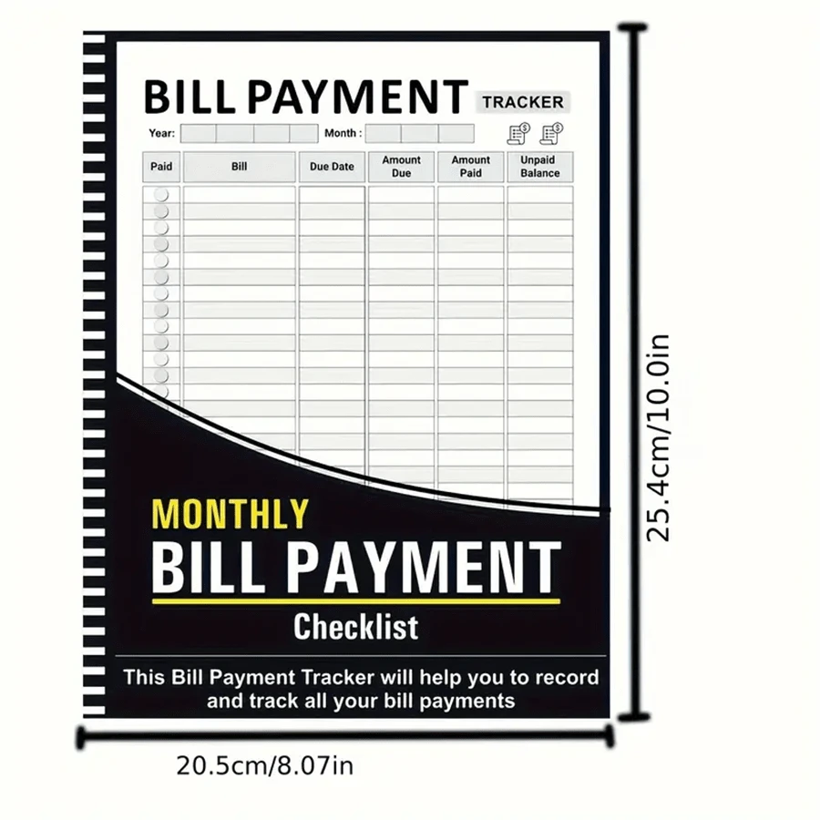 Monthly Bill Payment Checklist, Spiral-Bound Bill Tracker Notebook ...