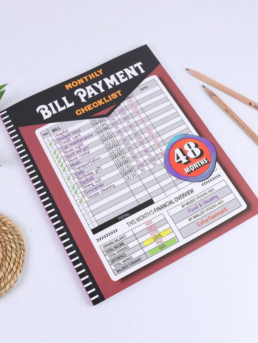 Monthly Bill Payment Checklist: Bill Tracker Notebook, The 4-Year Guide ...