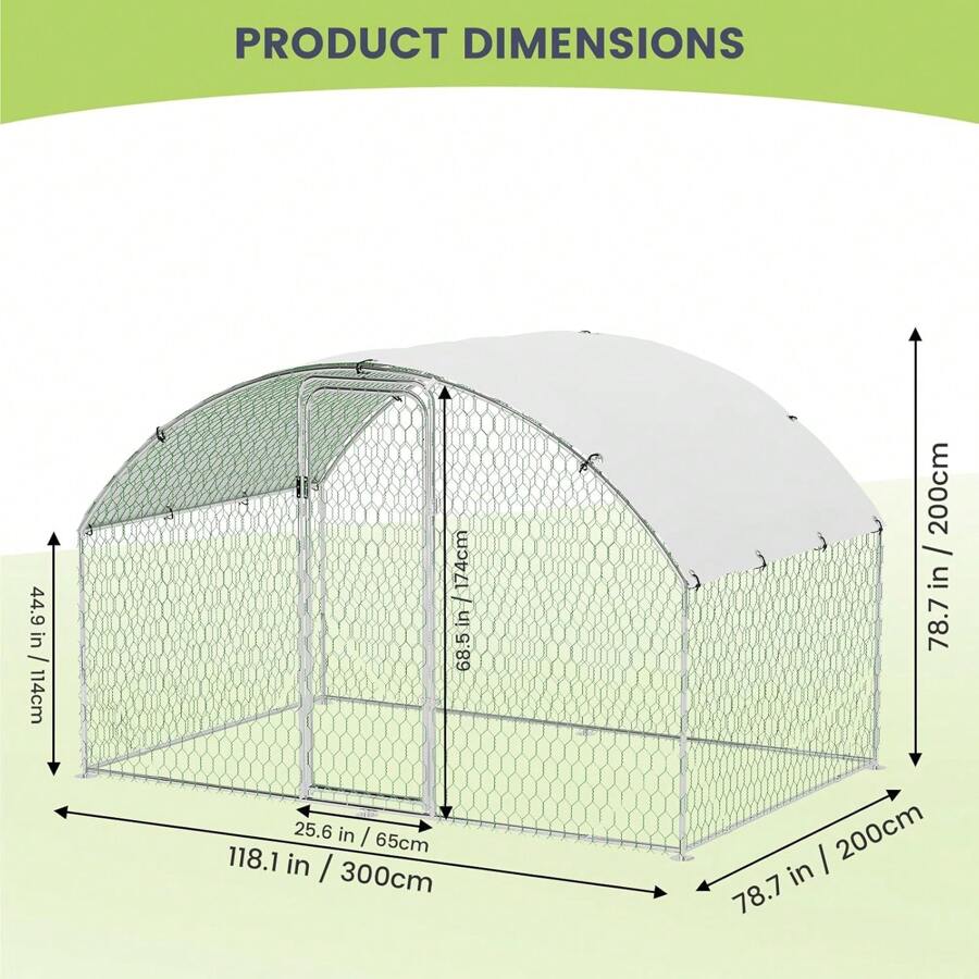 Large Metal Chicken Coop, Doom Roof Large Chicken Run For Yard, Walk-In ...