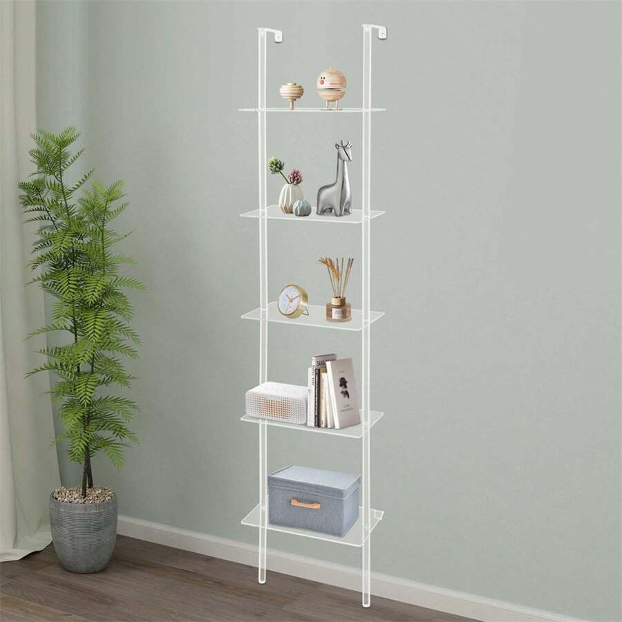 24x40x150cm 4-Tier Acrylic Ladder Bookshelf. | SHEIN USA