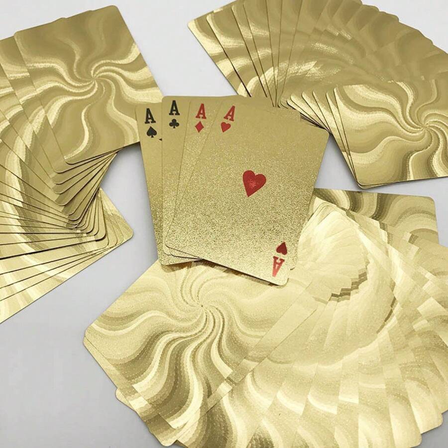 Gold Foil Playing Cards, Waterproof, Anti-Folding, Party Poker, Gold ...