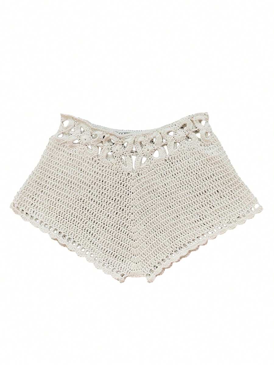 Womens Swim Shorts Crochet Cutout Bathing Suit Bottoms Drawstring Beach ...