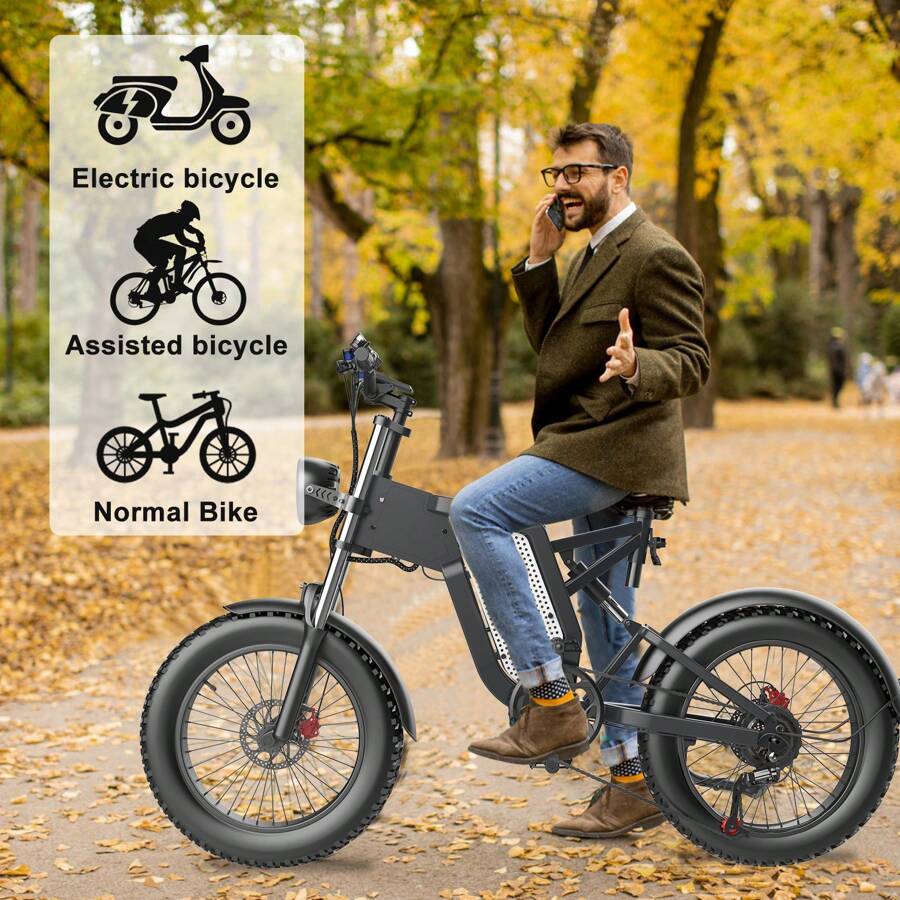 GUNAI MX25 Fat Tire Electric Bike, 20x4.0 Inch Electric Mountain Bike ...