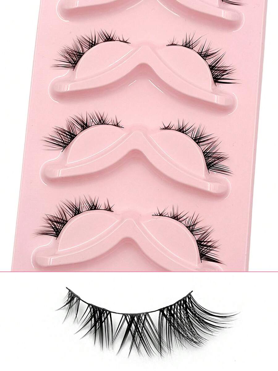 5 Pairs Full False Lashes Cat Eye Natural Look Tail Elongated Eyelashes ...