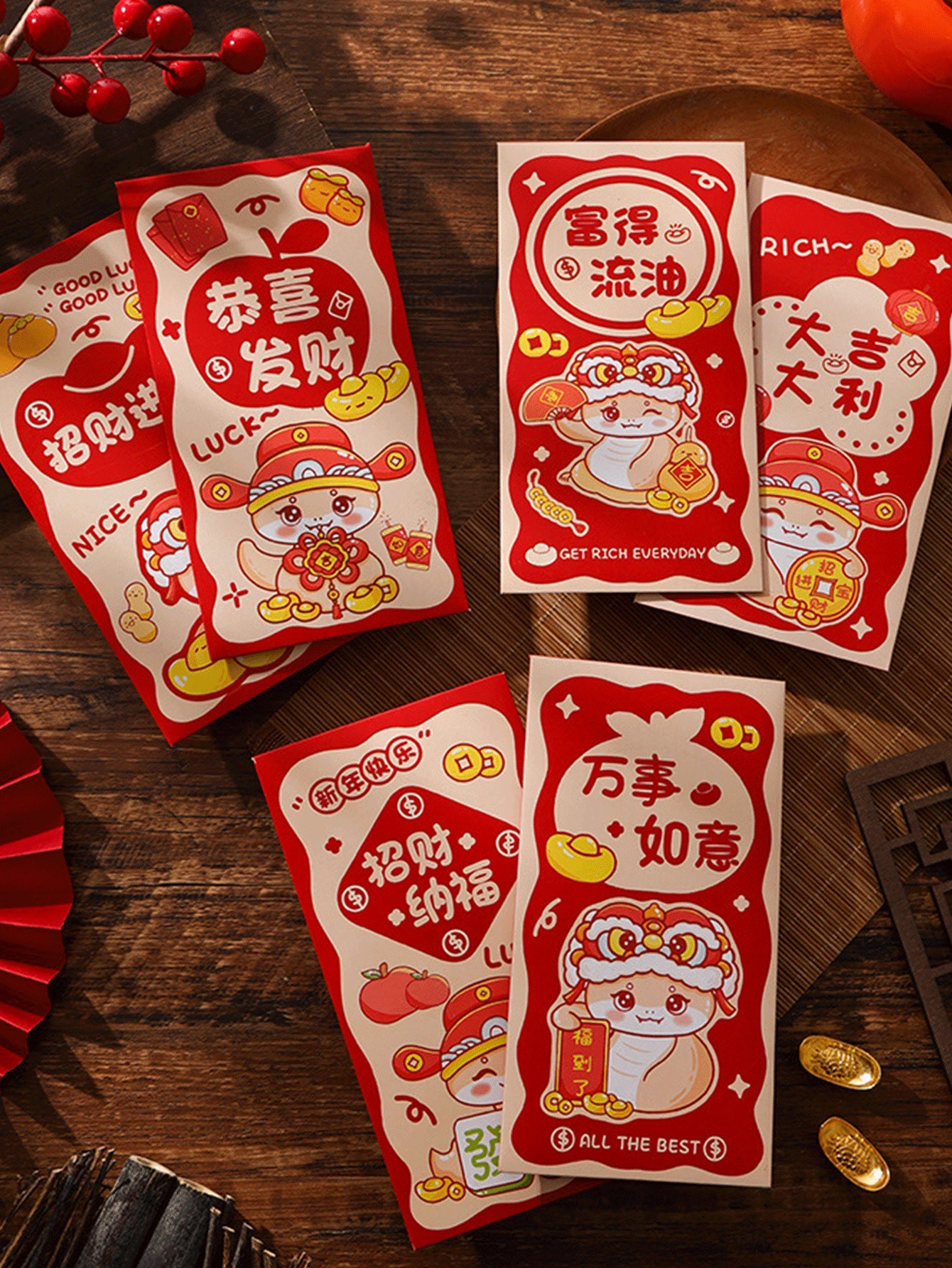 2025 Chinese New Year Of The Snake Festive Red Envelope, Cartoon Snake ...