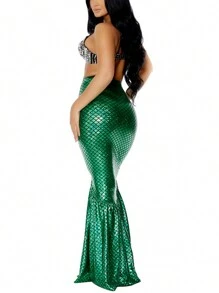 Women Halloween Mermaid Costumes High Waist Bodycon Fishtail Skirt For ...
